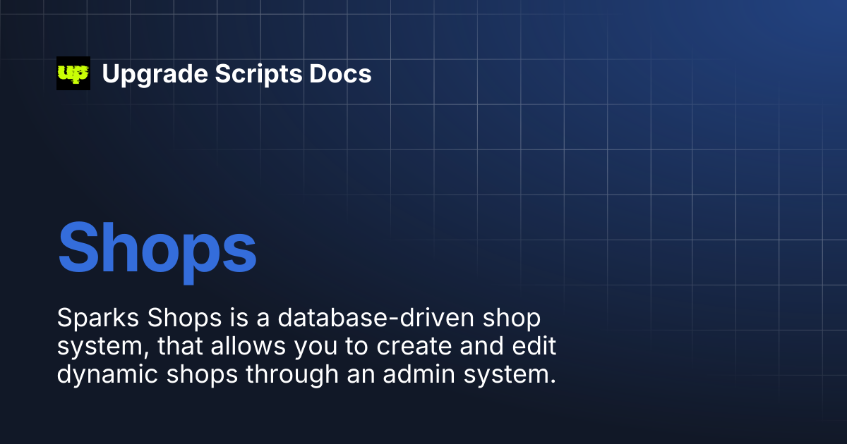Shops | Upgrade Scripts Docs